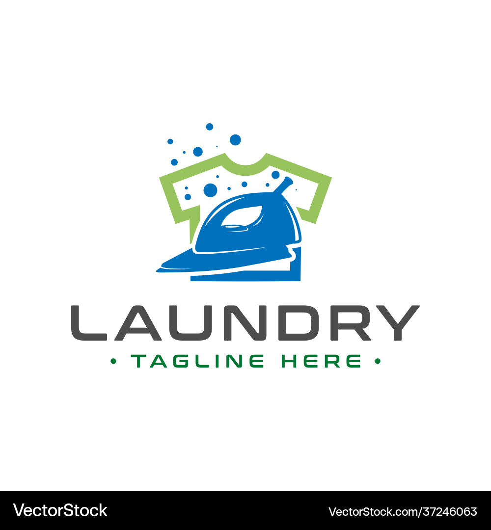 Laundry and clothes ironing business logo Vector Image