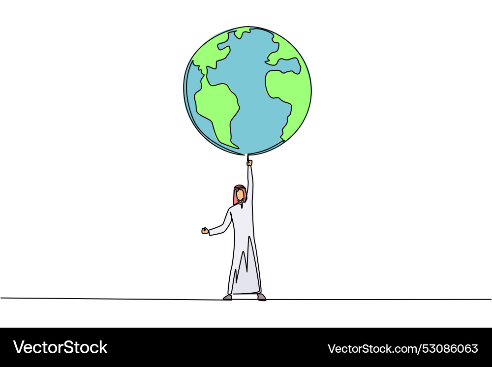 Single one line drawing arabian man standing Vector Image
