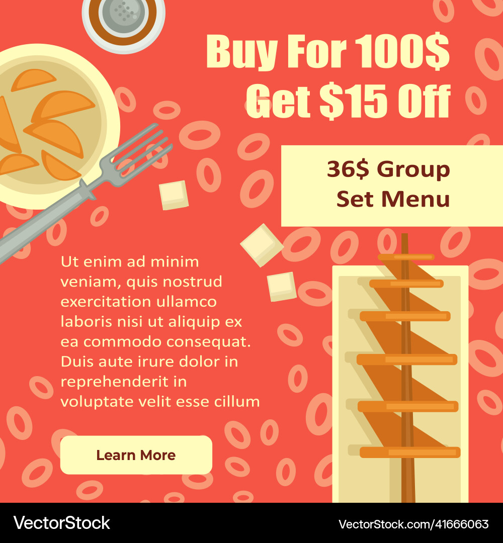 Tasty menu lunch for reduction offer restaurant Vector Image