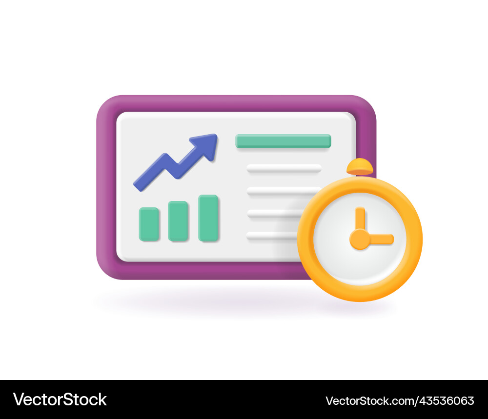 Time management concept graph and clock Royalty Free Vector