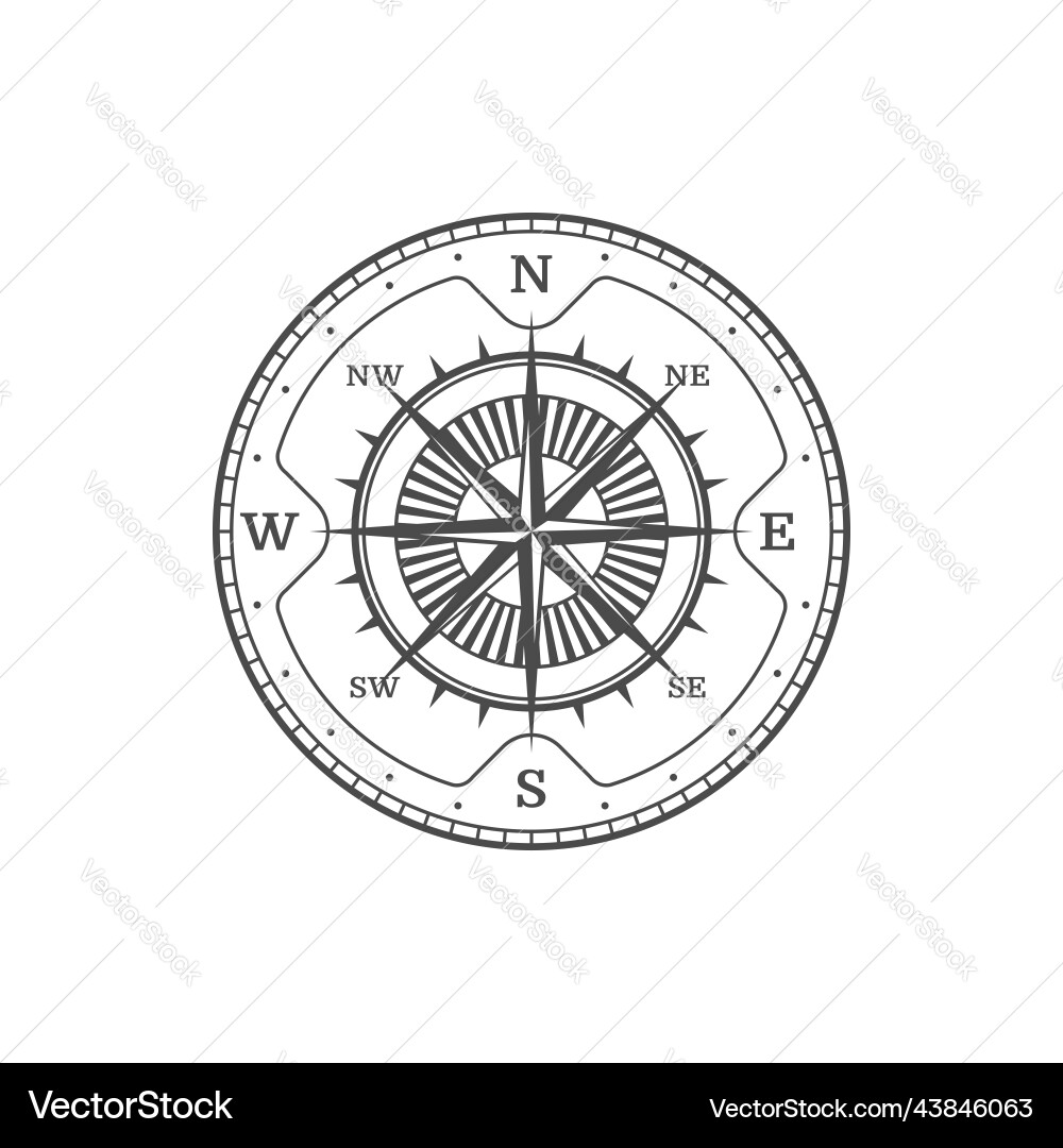 Vintage Marine Windrose Compass Royalty Free Vector Image