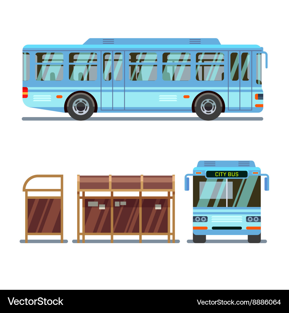 Bus stop and city Royalty Free Vector Image - VectorStock