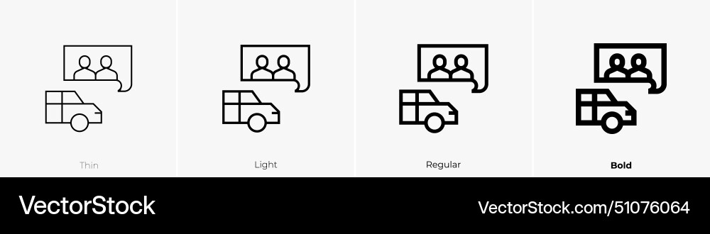 Car sharing icon thin light regular and bold Vector Image