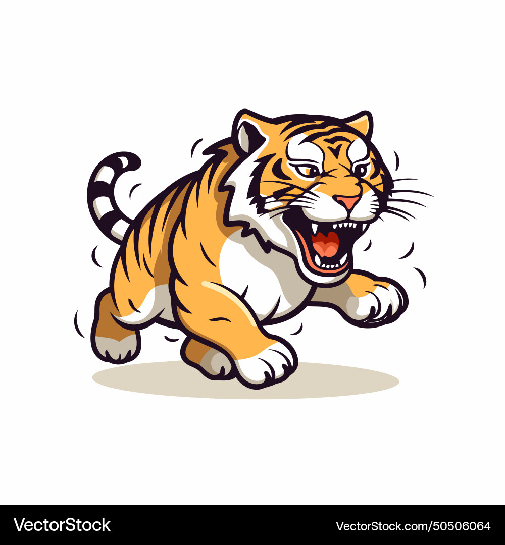 Cartoon tiger running isolated on white Royalty Free Vector