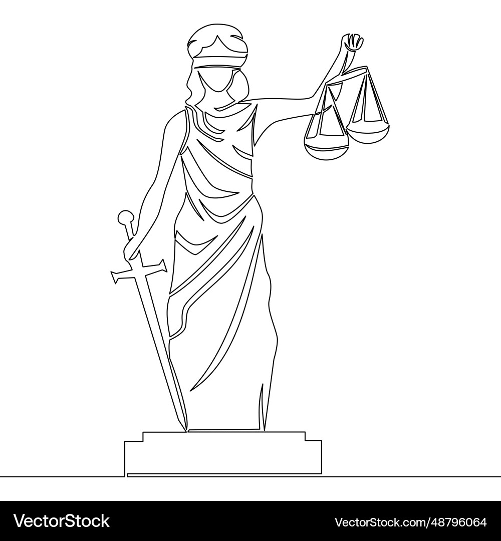 Continuous Line Lady Justice Royalty Free Vector Image