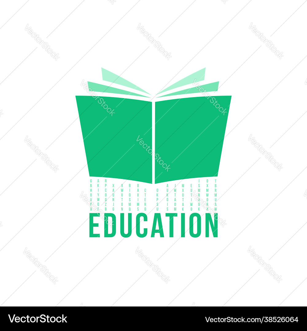 Green open book like education logo Royalty Free Vector