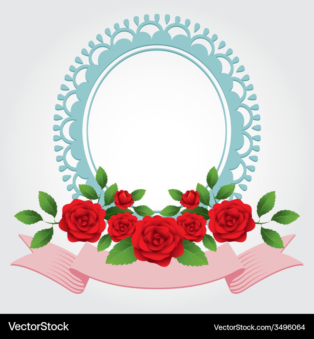 Red roses round shape frame and border Royalty Free Vector