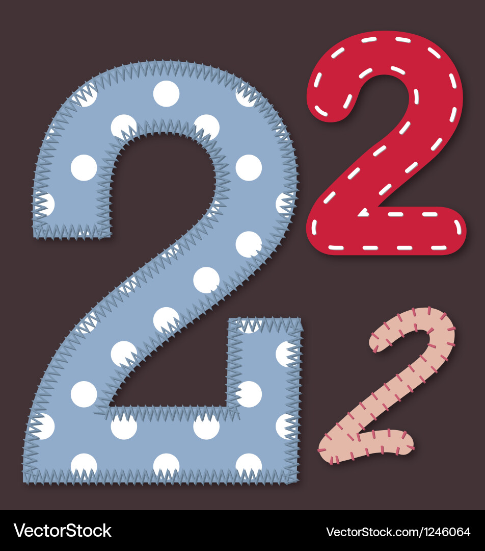 Set of stitched font - 2 two Royalty Free Vector Image