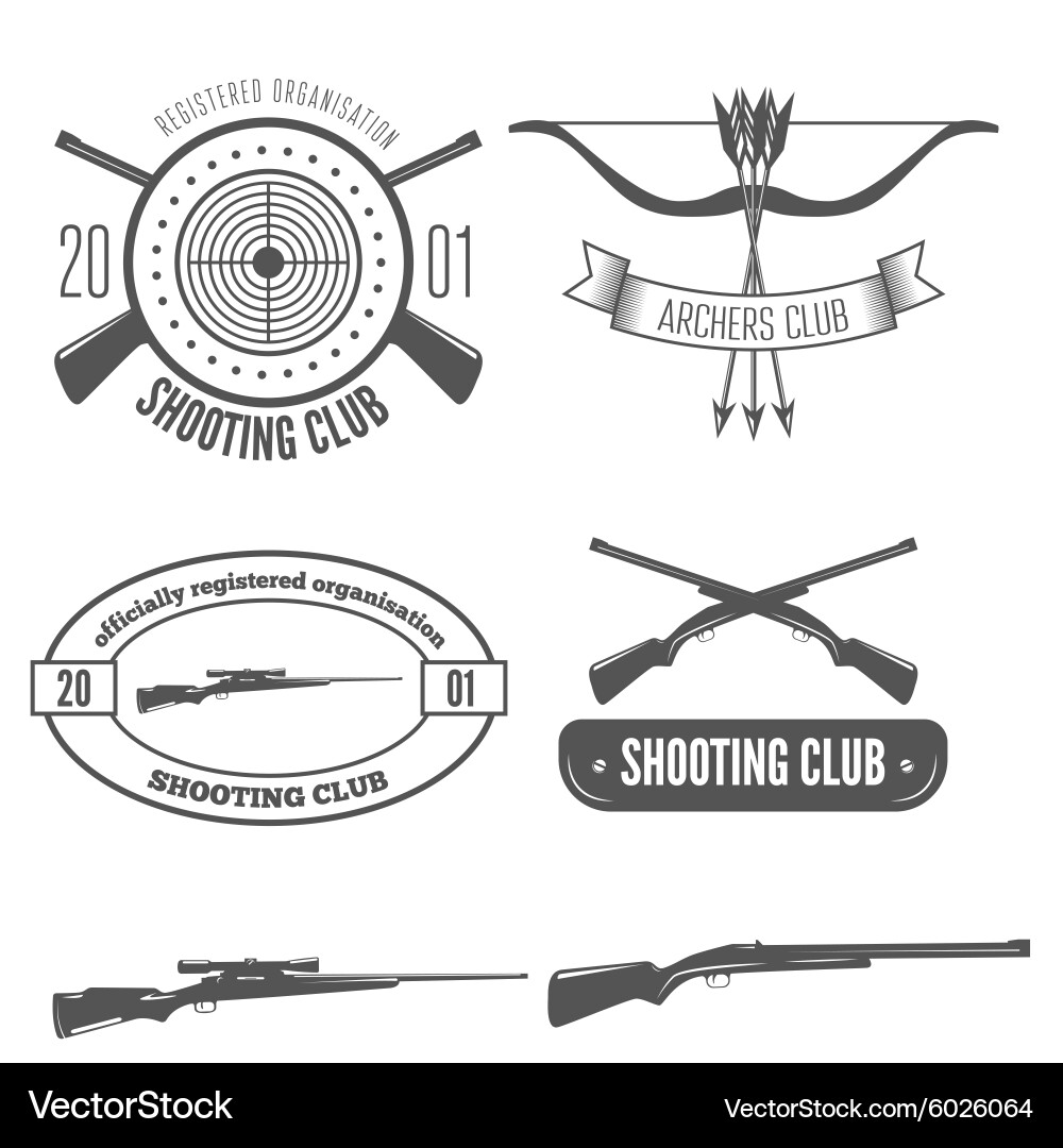 Shooting club label collection of elements Vector Image