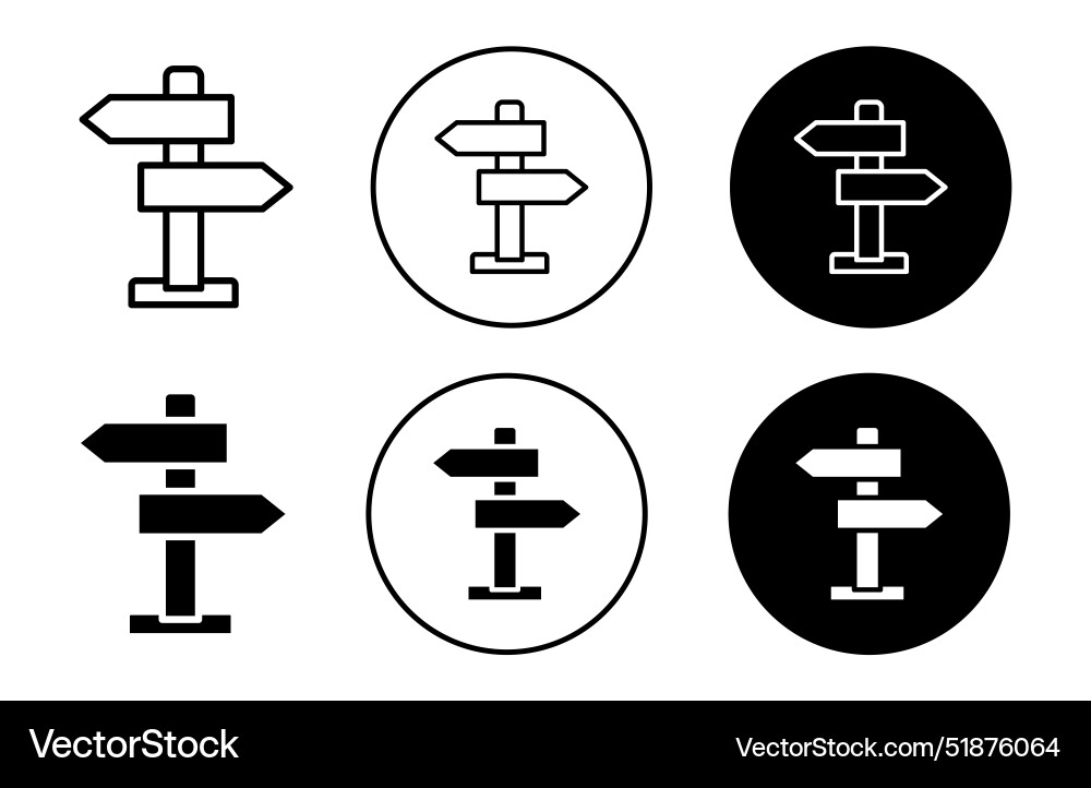 Signpost icon outline flat Royalty Free Vector Image
