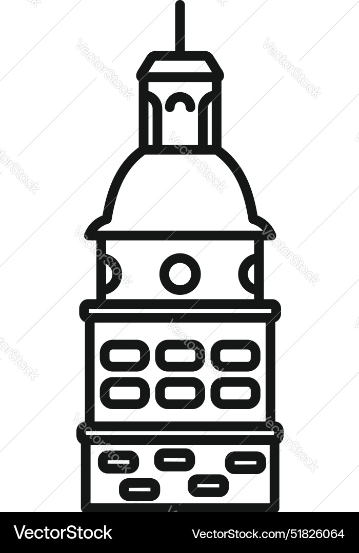 Tall building with dome and spire reaching Vector Image