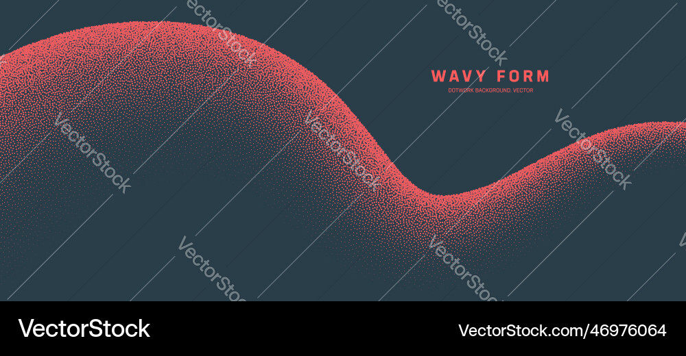 Wavy curved form grainy border red dotwork Vector Image
