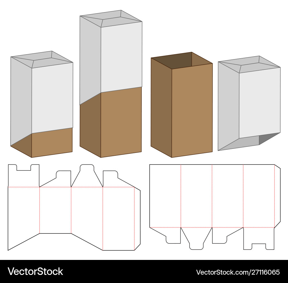 Box packaging die cut template design 3d mock-up Vector Image