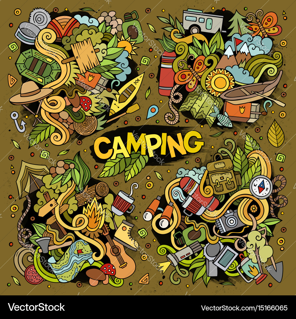 Camping Doodles - Nature & Adventure Vector Image