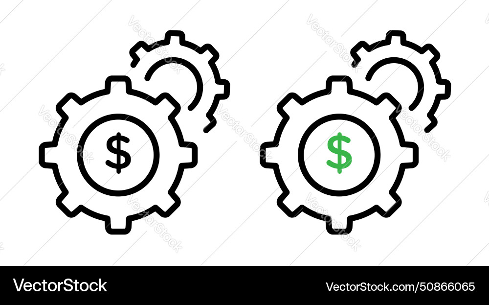 Money processes icon set optimize cost expense Vector Image