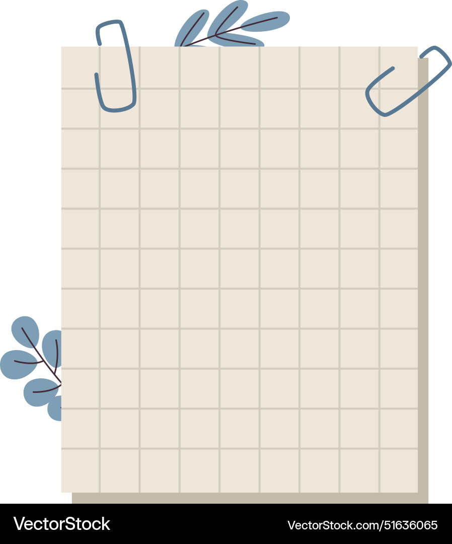 Notepad sheet with leaves Royalty Free Vector Image