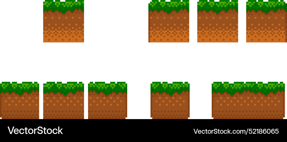 Pixel art tile set for 2d retro video-game Vector Image