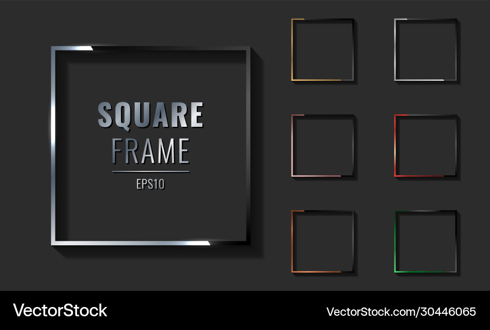 Set square metallic border frame silver Royalty Free Vector
