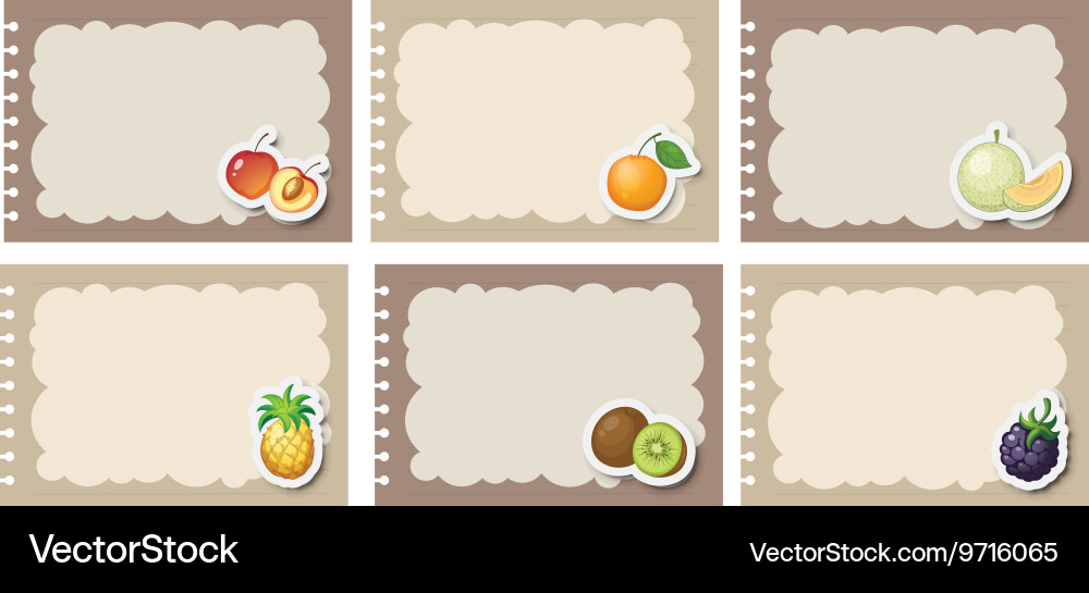 Square labels in gray with fruits Royalty Free Vector Image