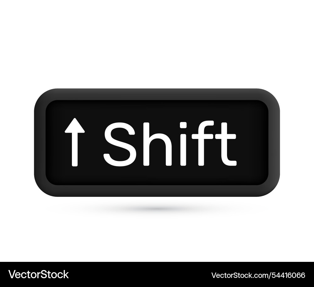 3d shift computer key button on white new idea Vector Image