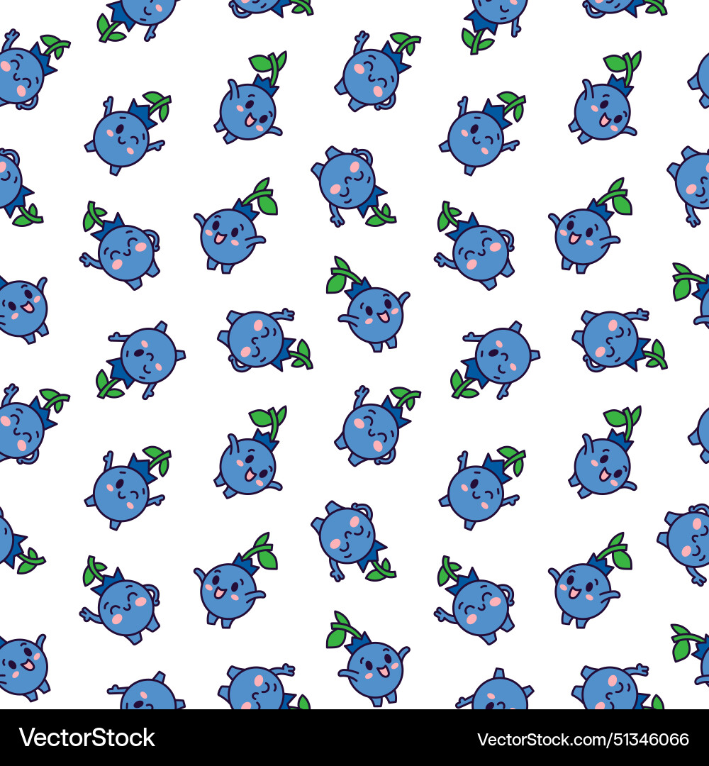 Blueberry cartoon character seamless pattern Vector Image