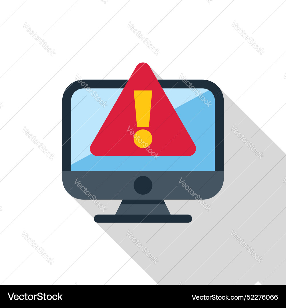 Computer showing warning sign with exclamation Vector Image