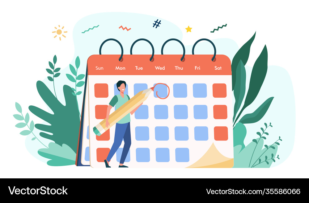 Employee marking deadline day Royalty Free Vector Image