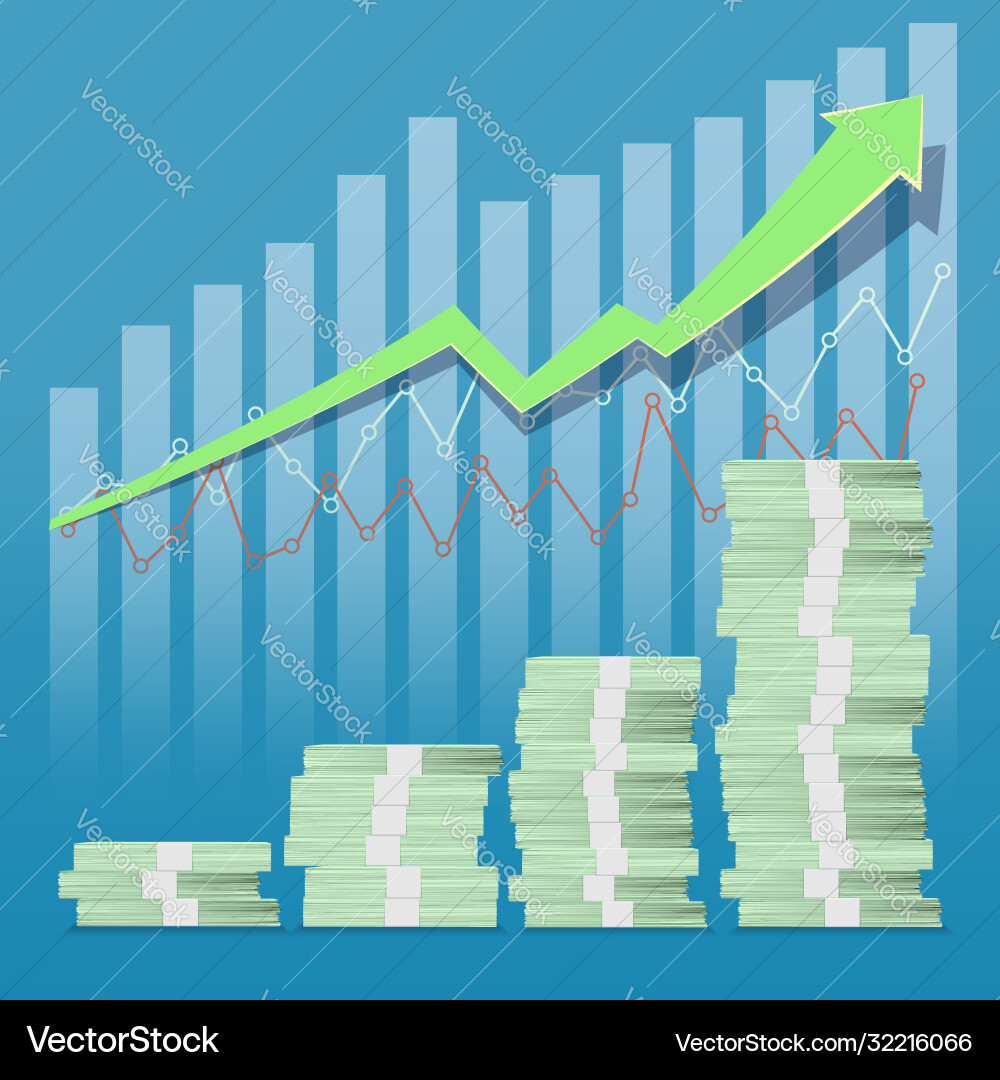 Growing financial graph Royalty Free Vector Image