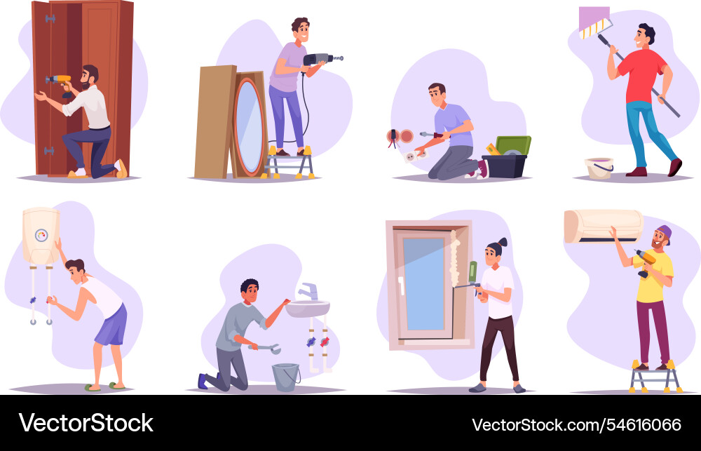 Home workers maintenance and renovation services Vector Image