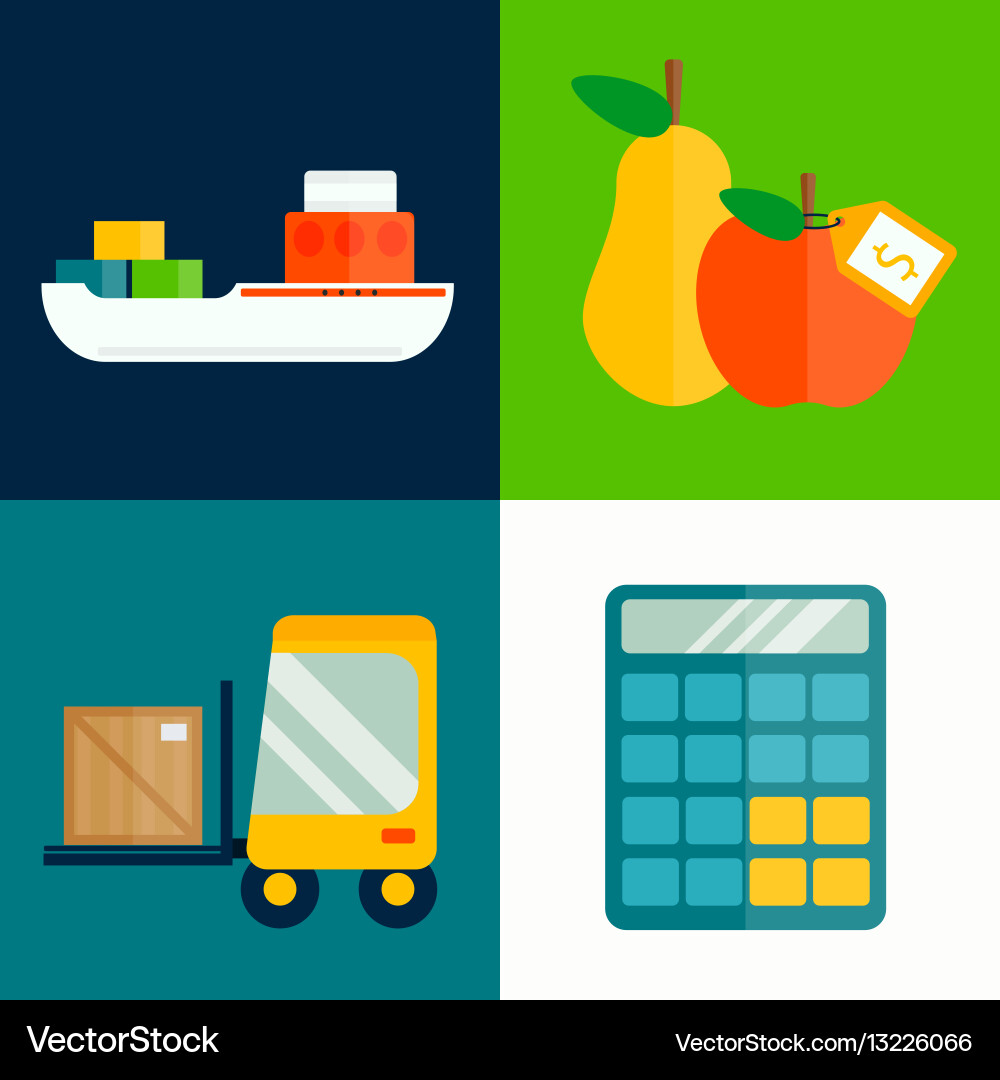 Import export fruits transport Royalty Free Vector Image