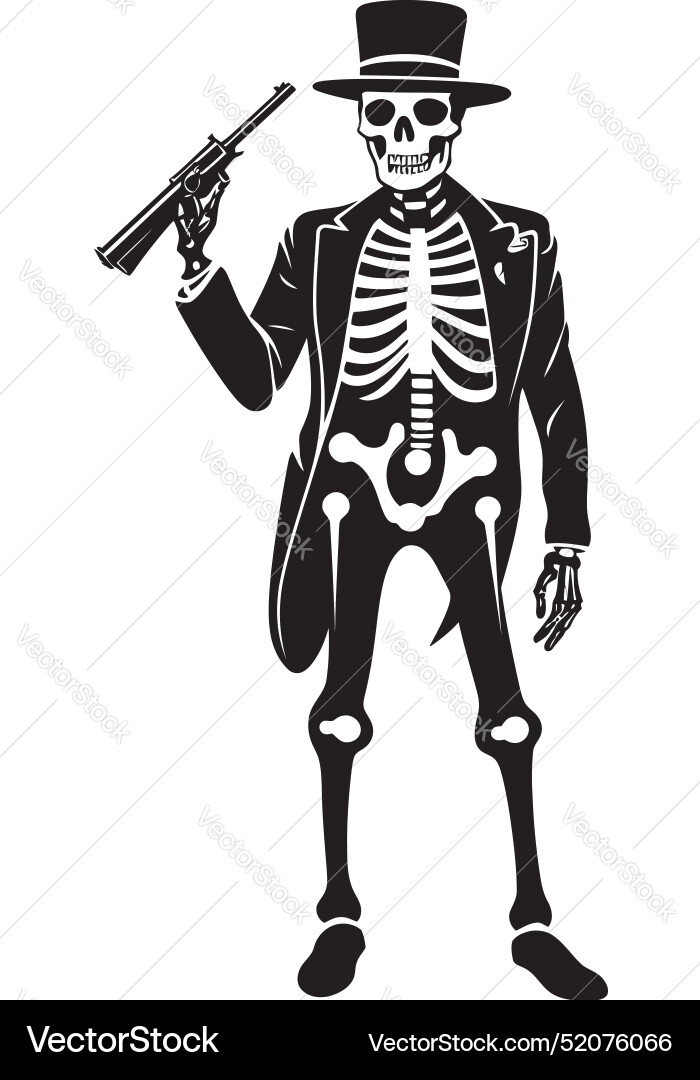Rifle rattler skeleton with firearms bonefire Vector Image