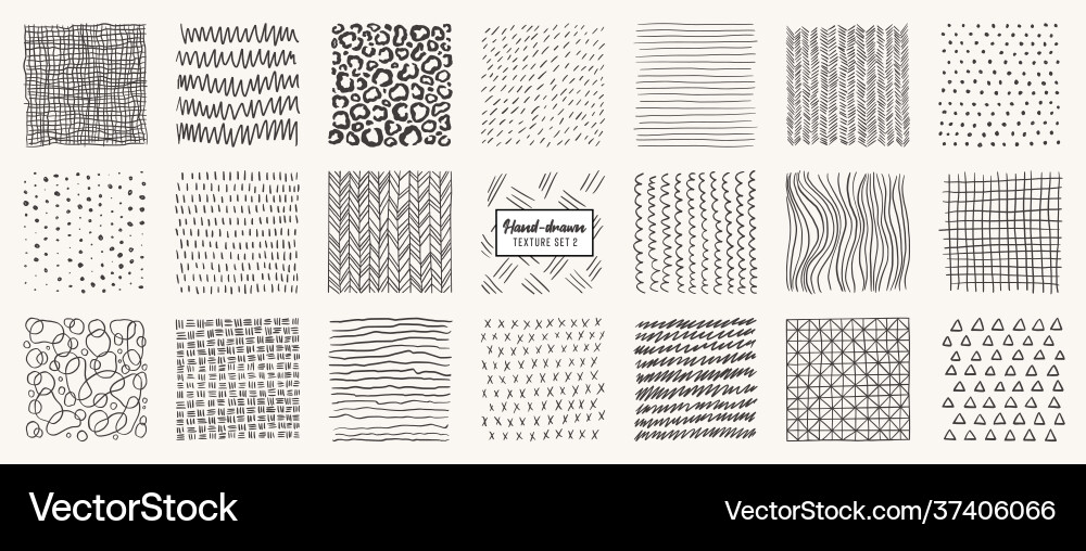 Set hand drawn patterns isolated Royalty Free Vector Image