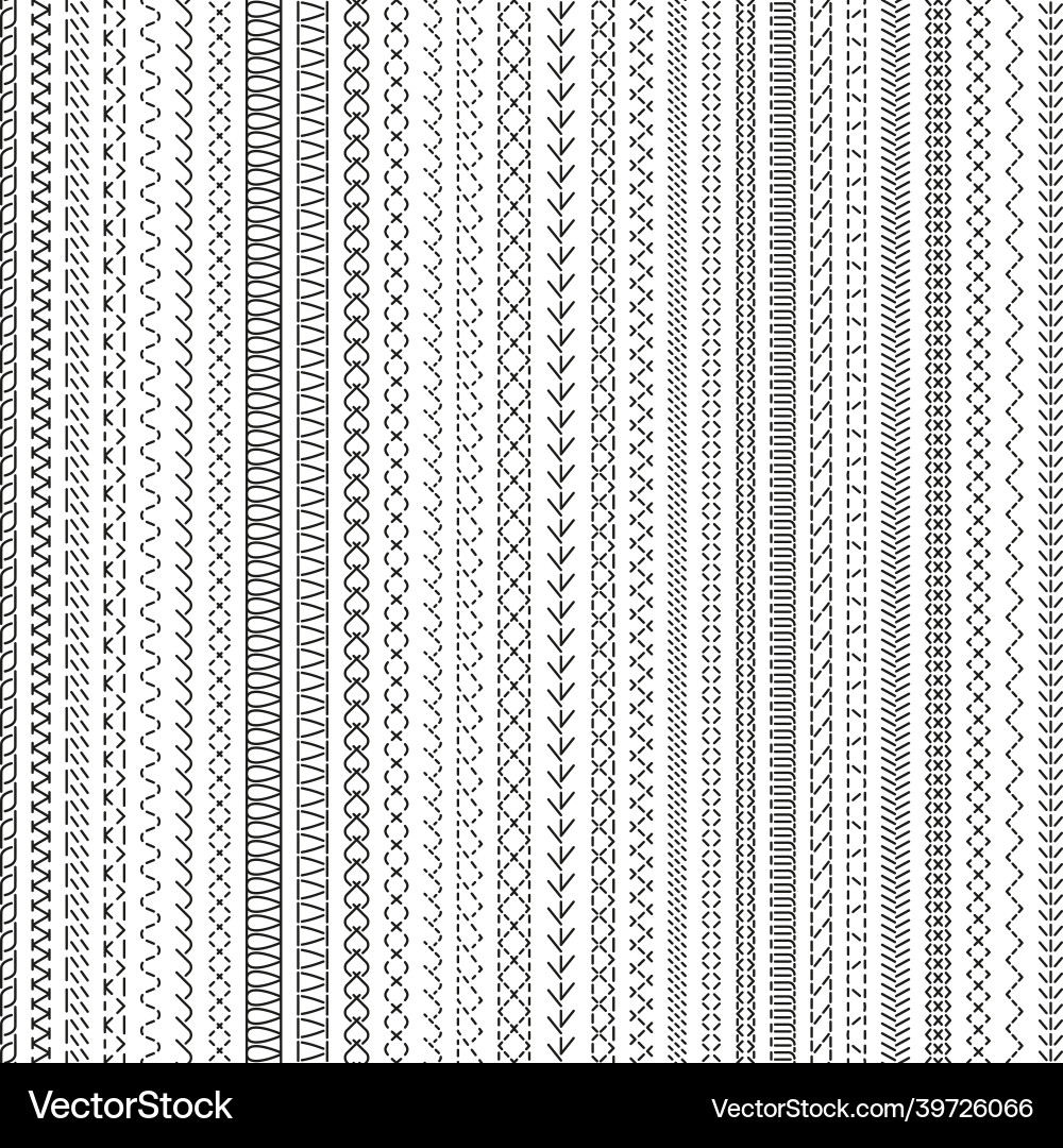 Sewing stitches machine and hand seam Royalty Free Vector