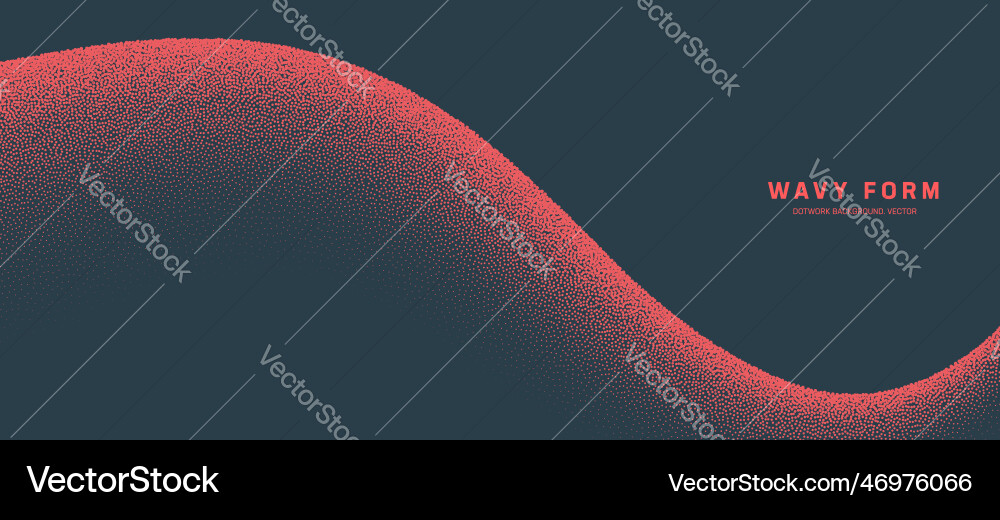 Smooth wavy form grainy curved border red dot Vector Image
