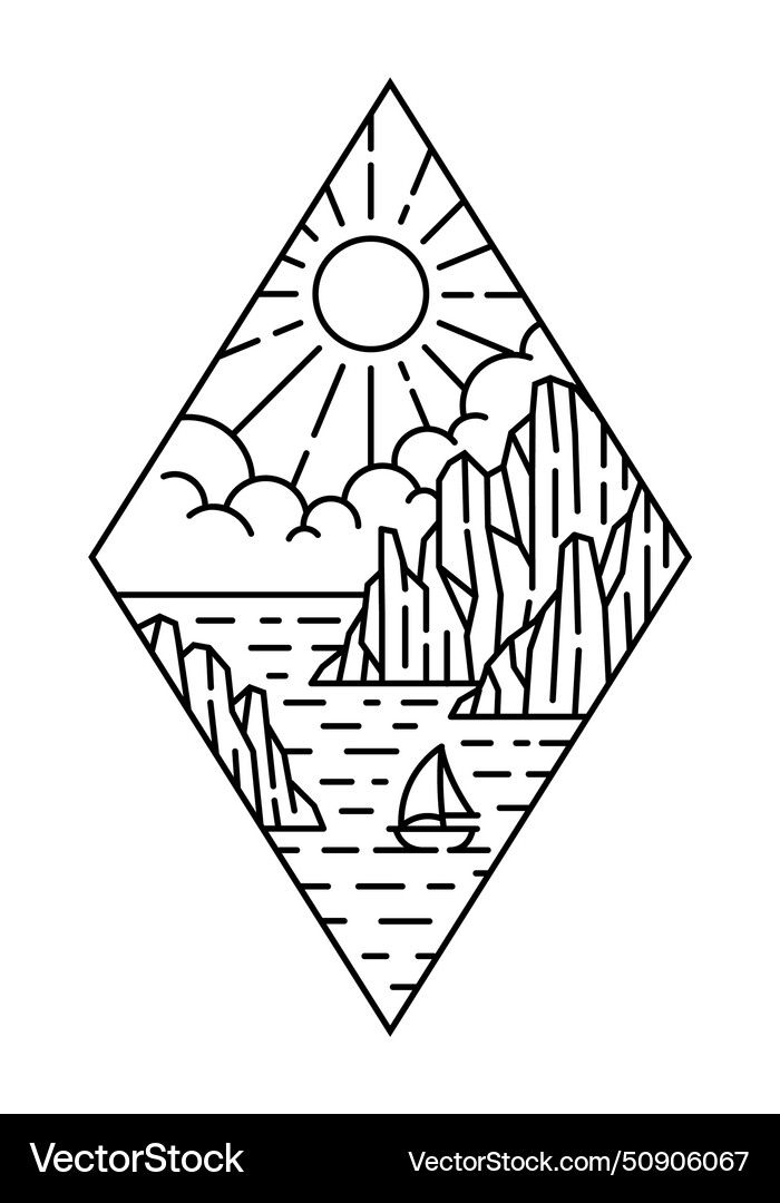 Beautiful nature line art Royalty Free Vector Image