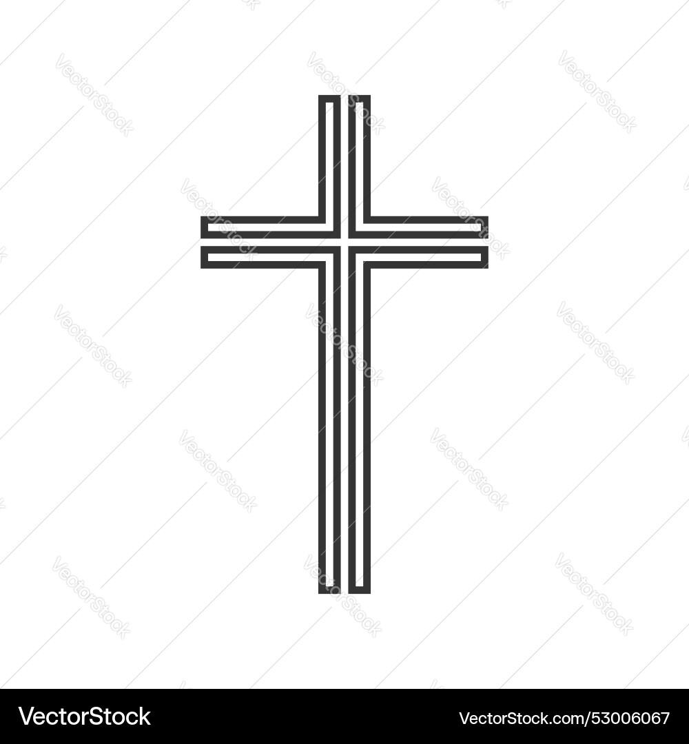 Christian cross religious line icon Royalty Free Vector