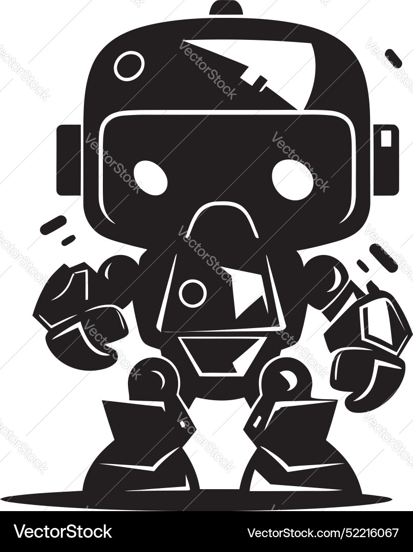 Little warrior cute tiny combat bot icon bond Vector Image