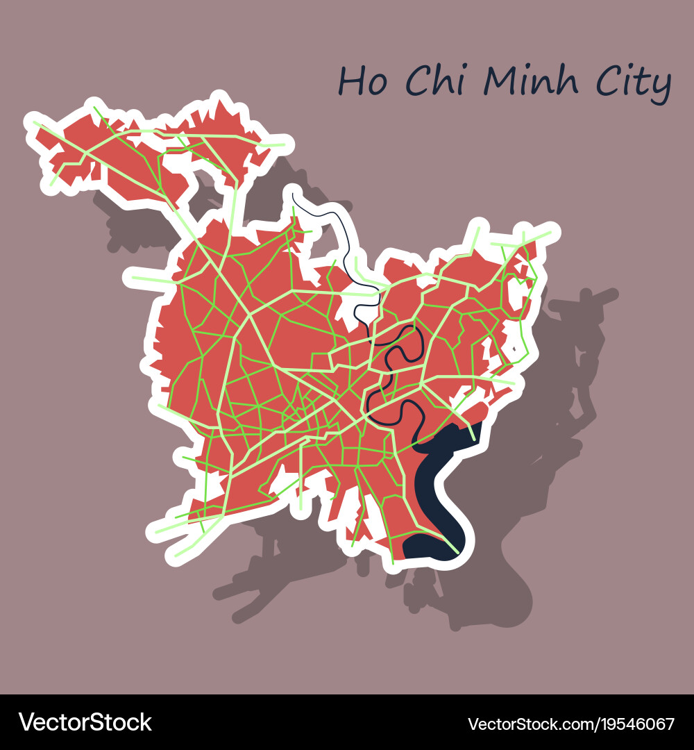 Sticker ho chi minh city administrative map Vector Image