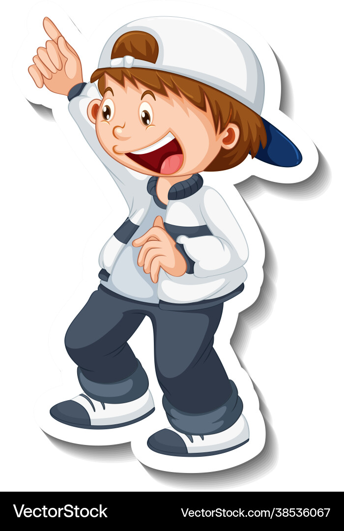 Sticker template with a boy cartoon character Vector Image