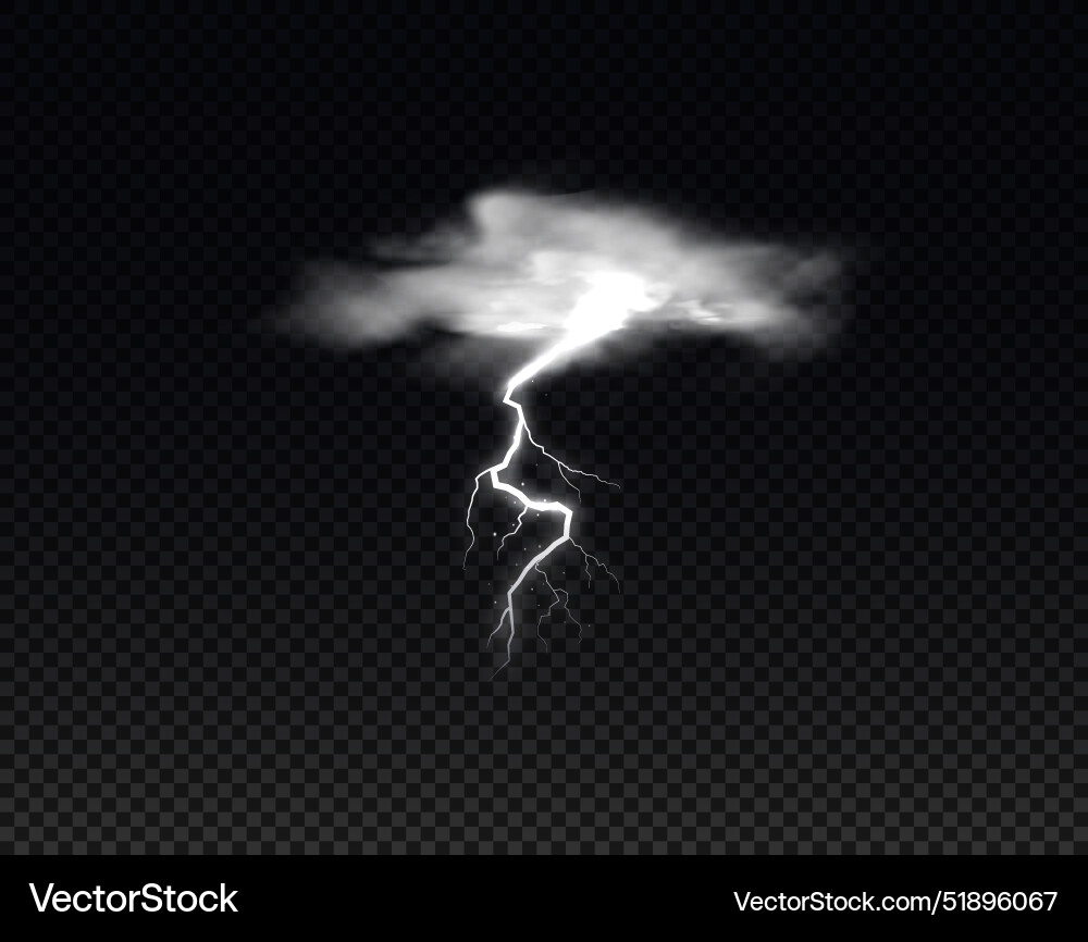 White cloud with lightning strikes thundercloud Vector Image