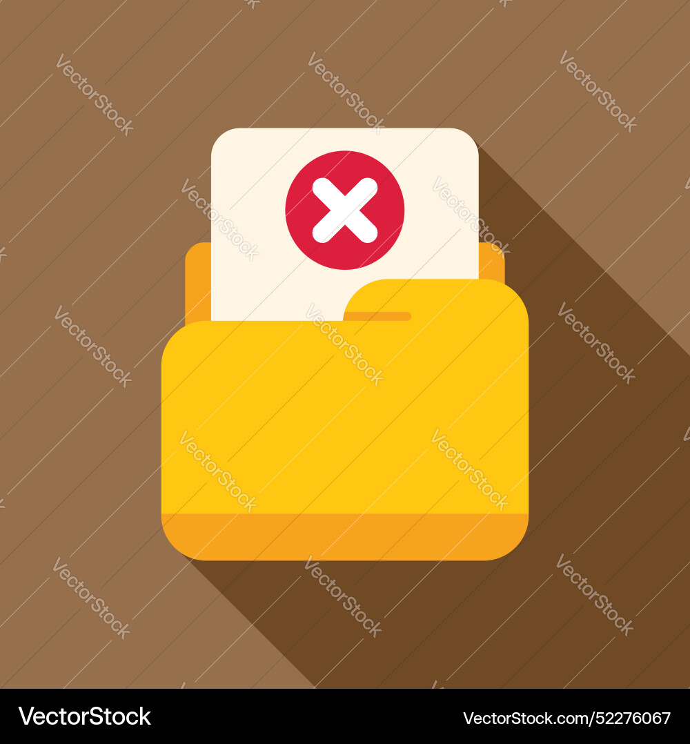 Yellow folder with canceled document inside Vector Image