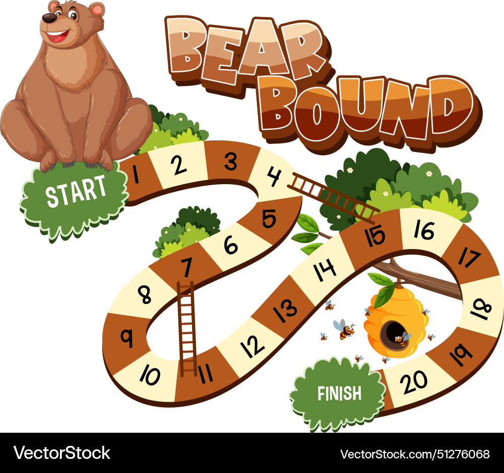 Colorful board game with bear and forest theme Vector Image