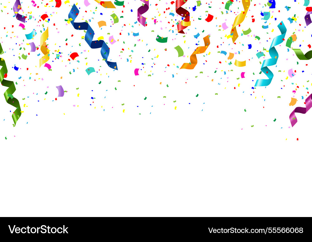 Confetti and streamer on white background Vector Image