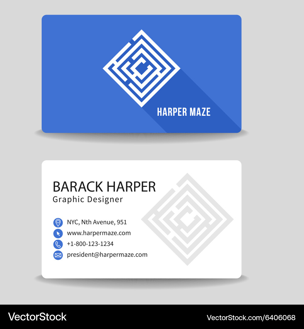 Corporate business card with labyrinth Royalty Free Vector