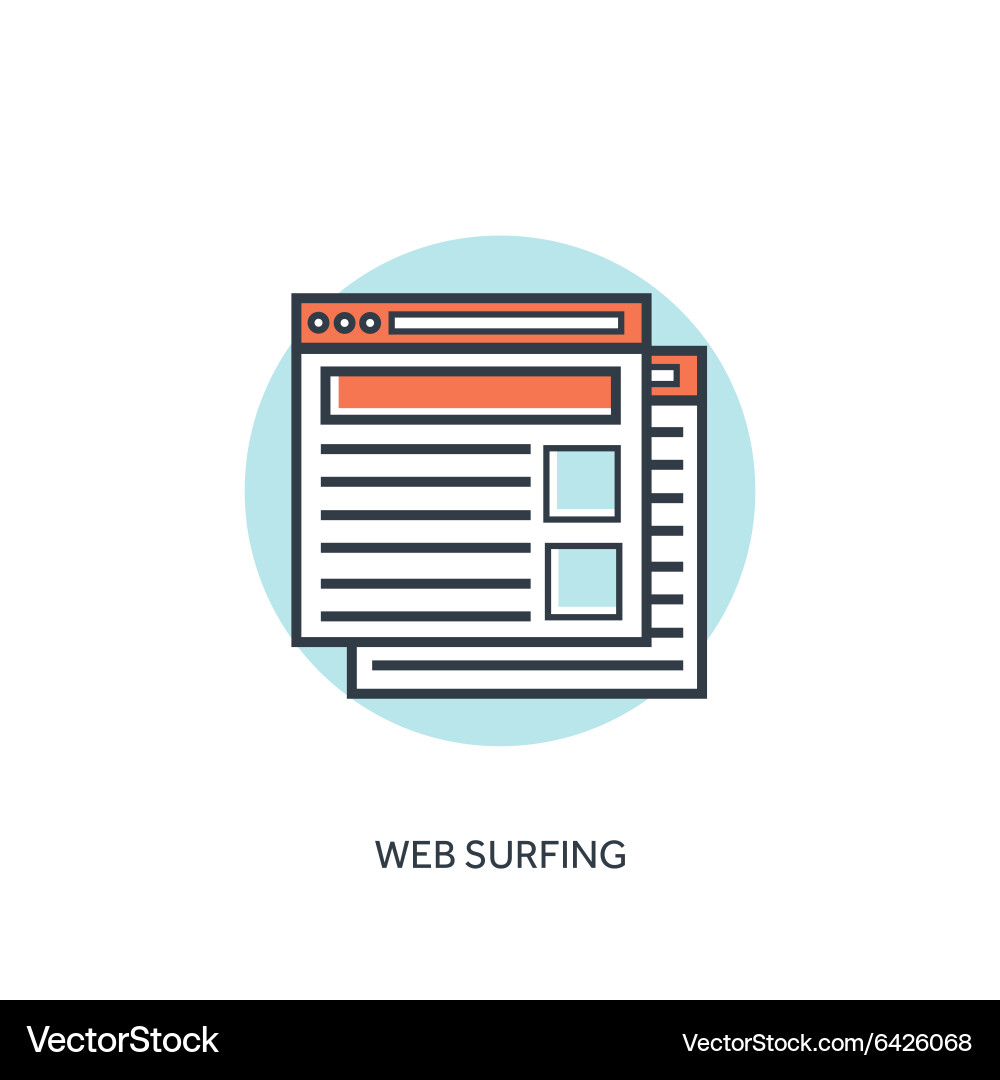 Flat lined web browser windows icon internet Vector Image