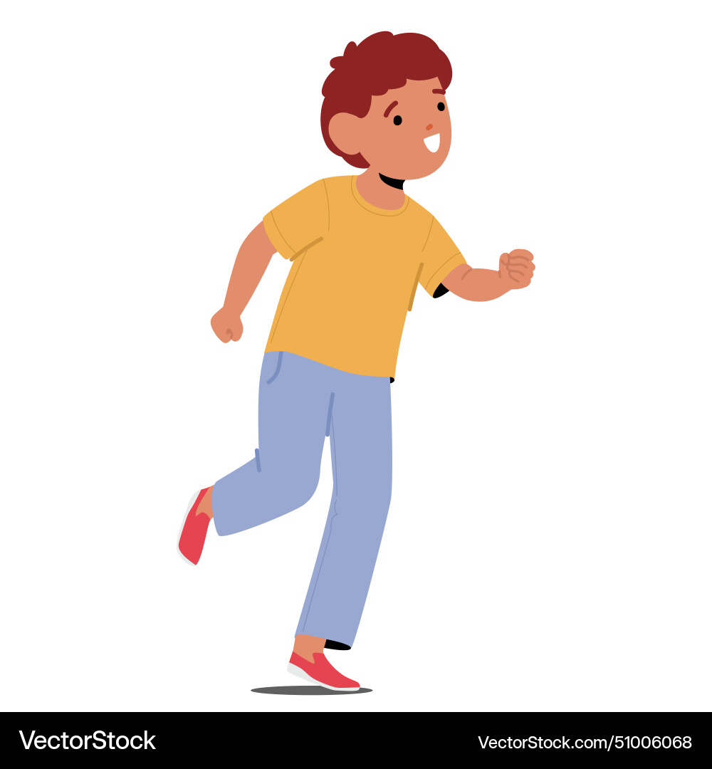 Little boy character runs and dashes joyfully his Vector Image