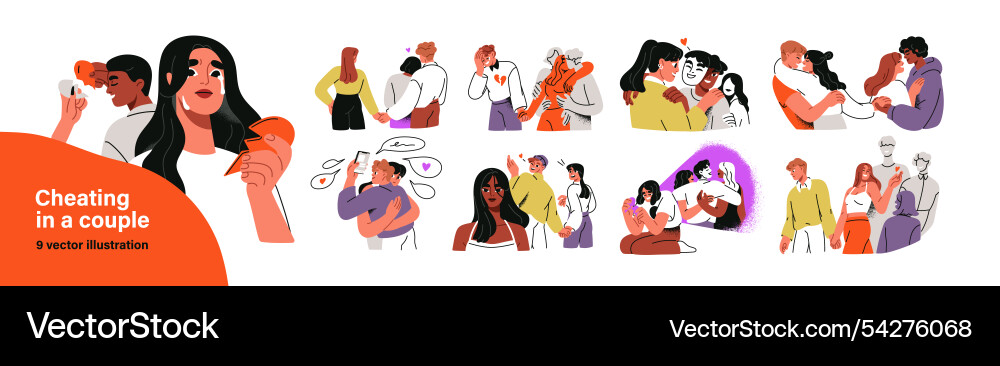 Love couples in conflict cheating and infidelity Vector Image