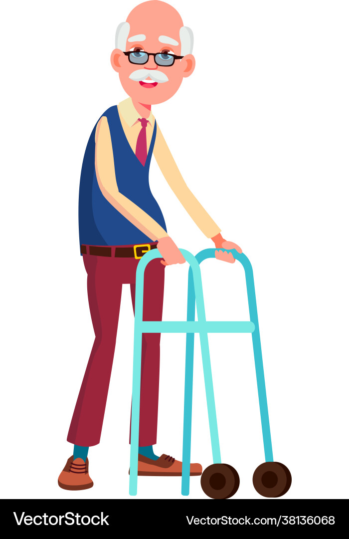 Man senior walking with walker tool at street Vector Image