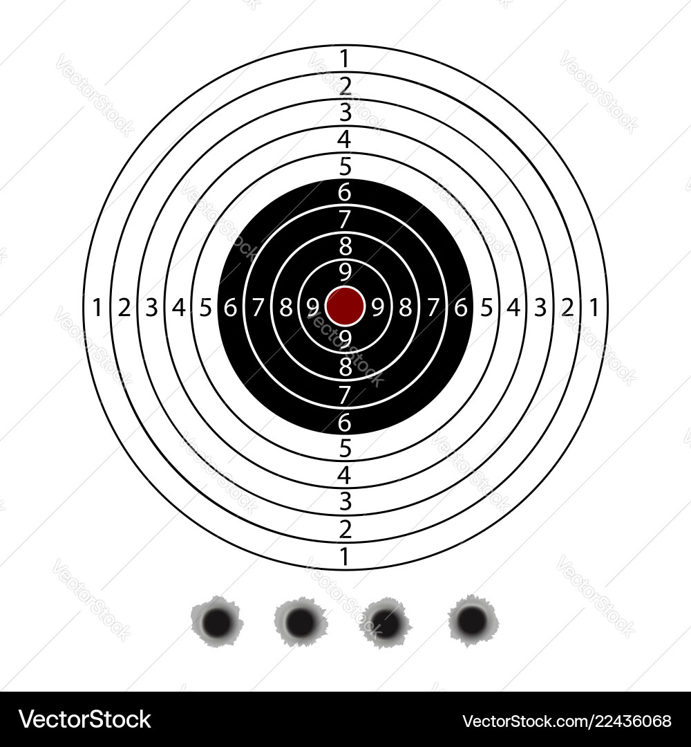 Military target with set bullet holes Royalty Free Vector
