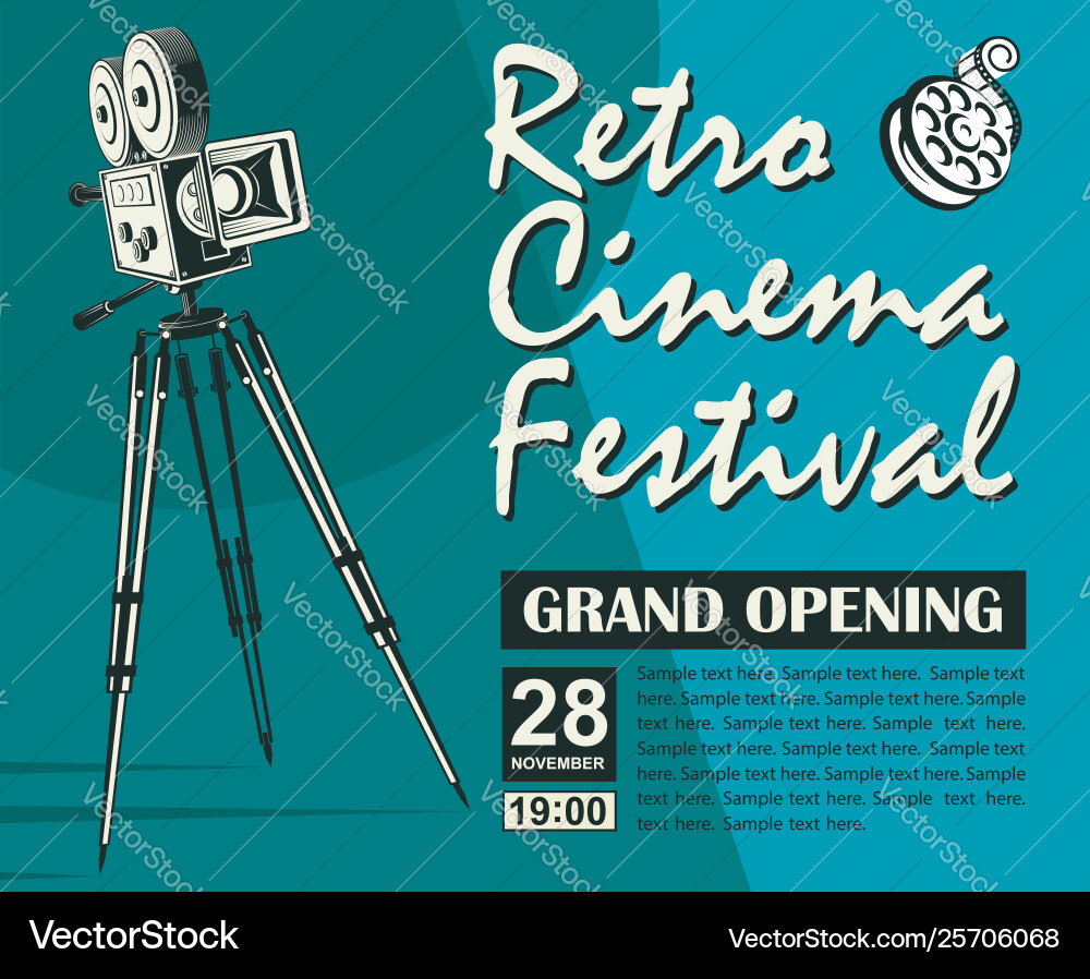 Movie camera poster Royalty Free Vector Image - VectorStock